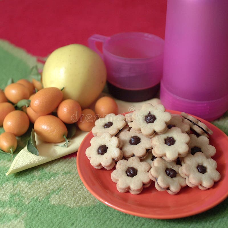 Flower Shaped Chocolate Biscuits Stock Image - Image of festive ...