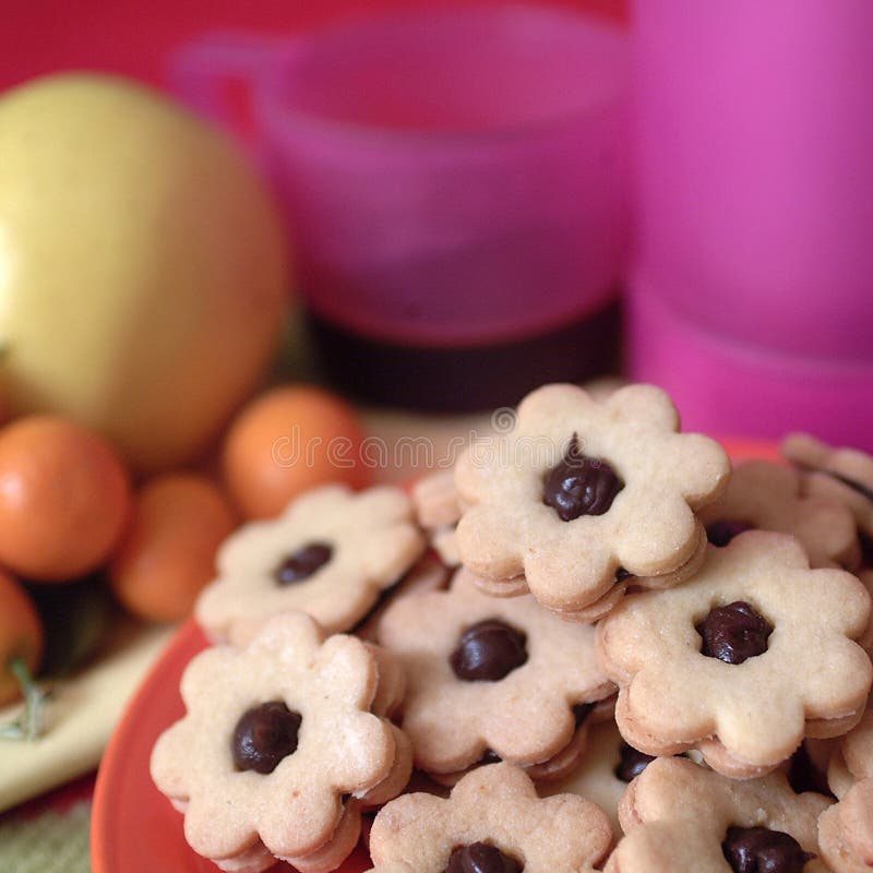Flower Shaped Chocolate Biscuits Stock Photo - Image of decoration ...