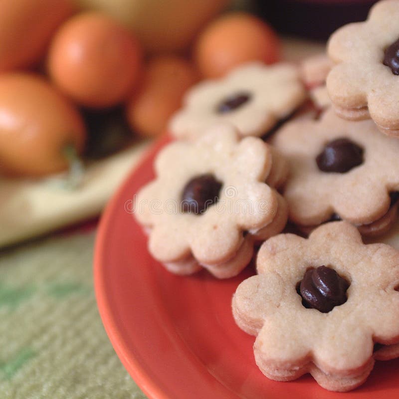 Flower Shaped Chocolate Biscuits Stock Photo - Image of apple, baked ...