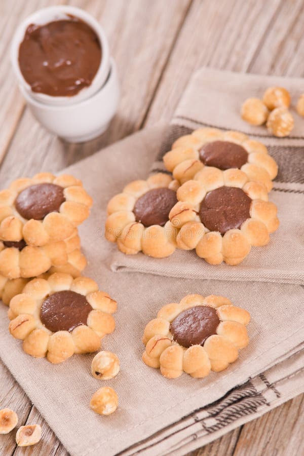 Flower Shaped Chocolate Biscuits. Stock Photo - Image of aroma ...