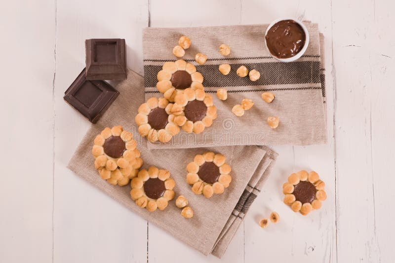 Flower Shaped Chocolate Biscuits. Stock Photo - Image of delicious ...