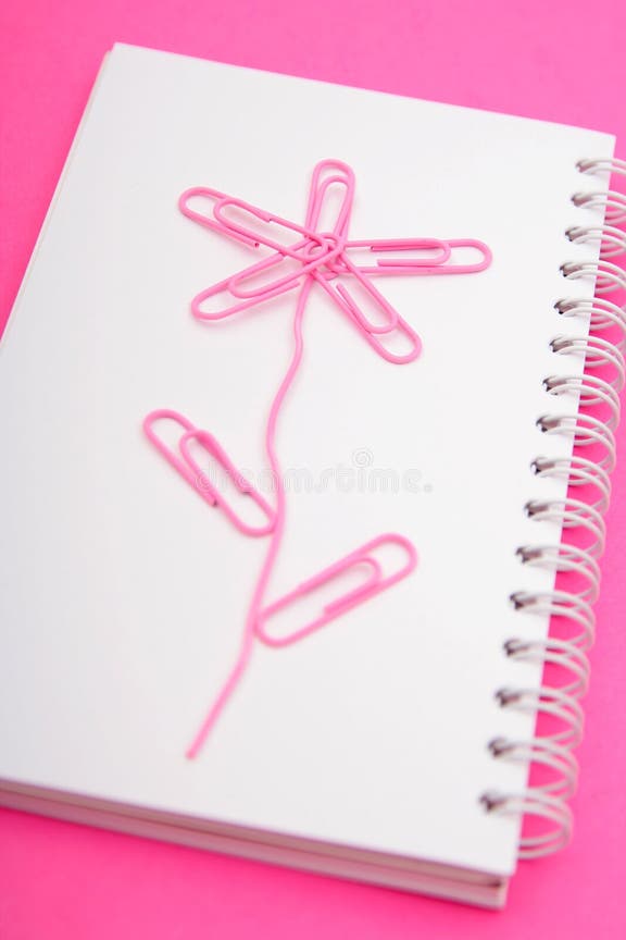 Flower Shaped Paper Clips stock image. Image of notepad - 470735