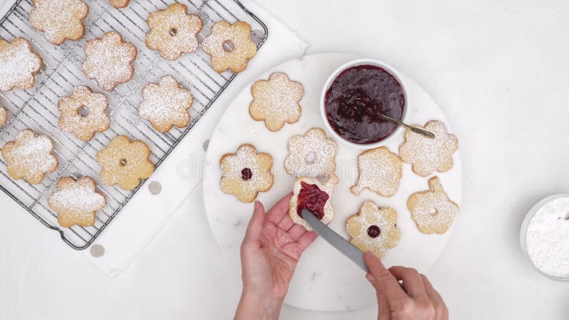 Flower Shaped Shortbread Cookies Filled with Raspberry Jam Recipe. Step ...