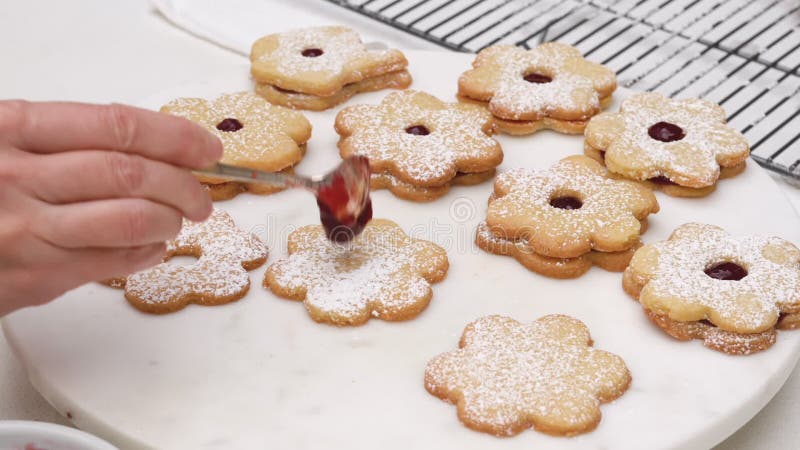 Flower Shaped Shortbread Cookies Filled with Raspberry Jam Recipe. Step ...