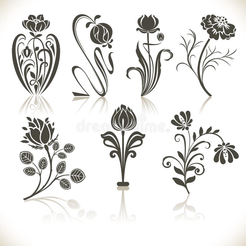 Vector Black Rosebud Silhouette. Logo, Tattoo or Emblem of Rose Stock ...