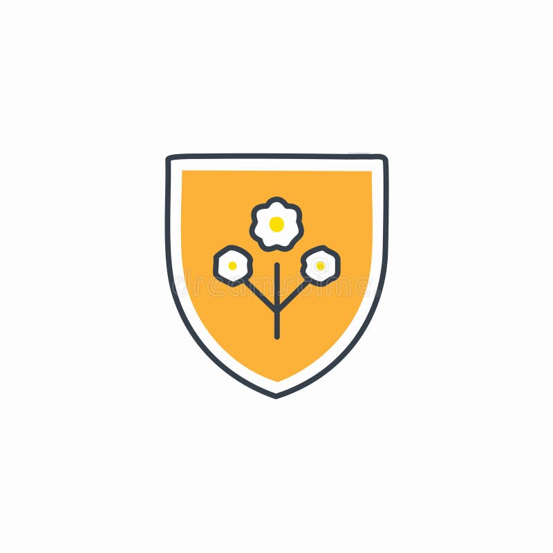 Flower Shield Icon. Flat Color Design Stock Vector - Illustration of ...