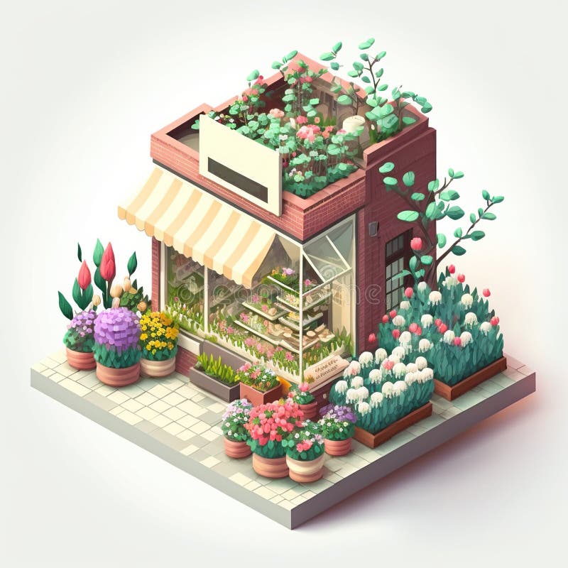 Flower Shop . Created with Generative AI Technology. Stock Illustration ...