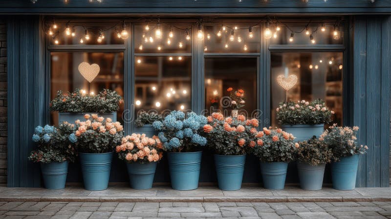 Flower Shop Display Night Warm String Lights Stock Photos - Free ...