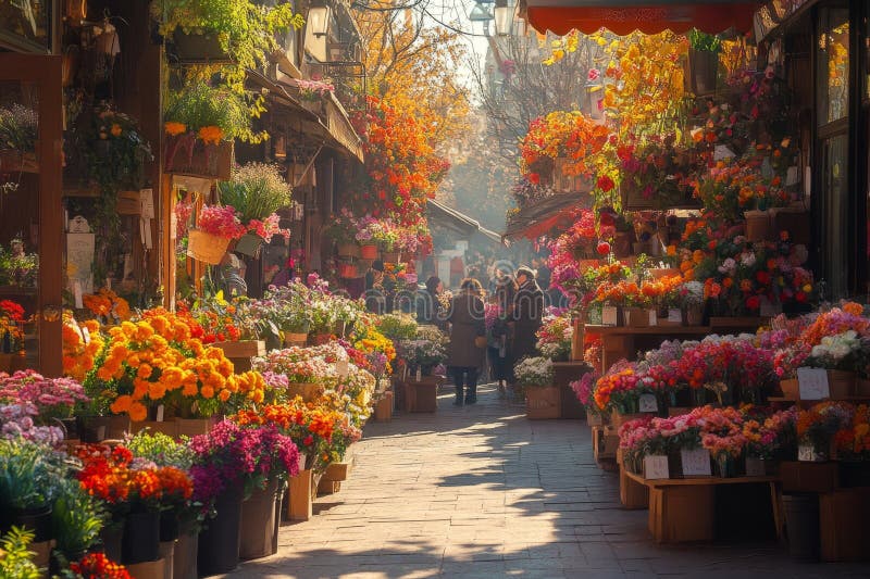 Flower Shop Displaying Colorful Flowers Stock Image - Image of summer ...