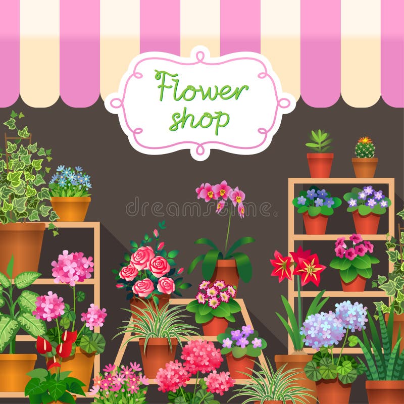 Flower shop stock vector. Illustration of fresh, blossom - 38956368