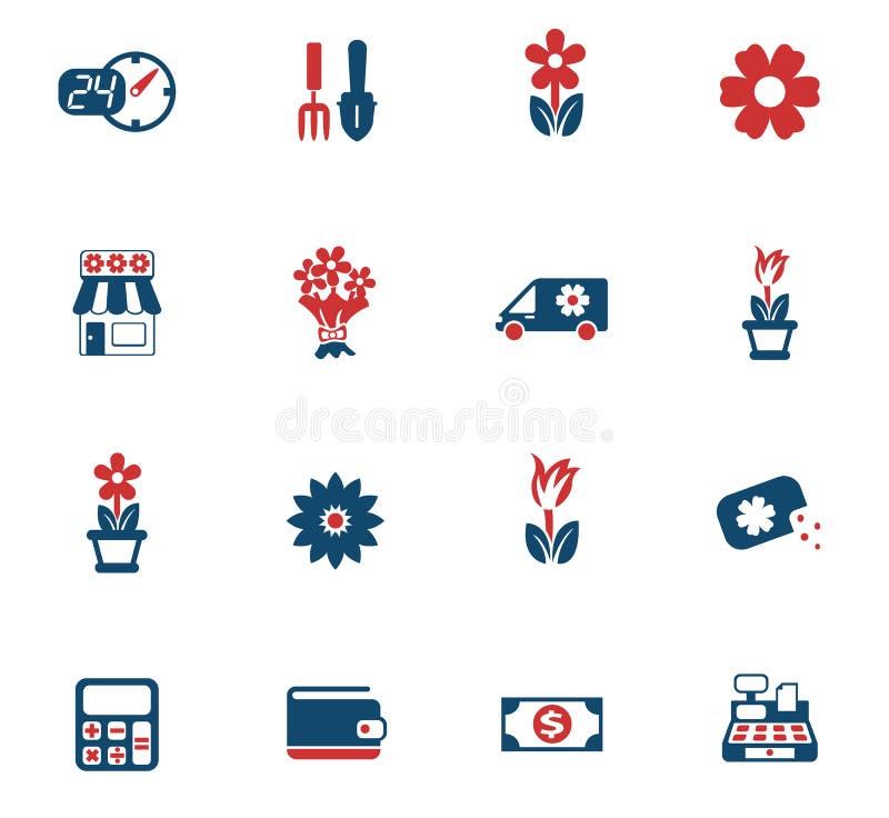 Flower shop icon set stock vector. Illustration of flowers - 121796237