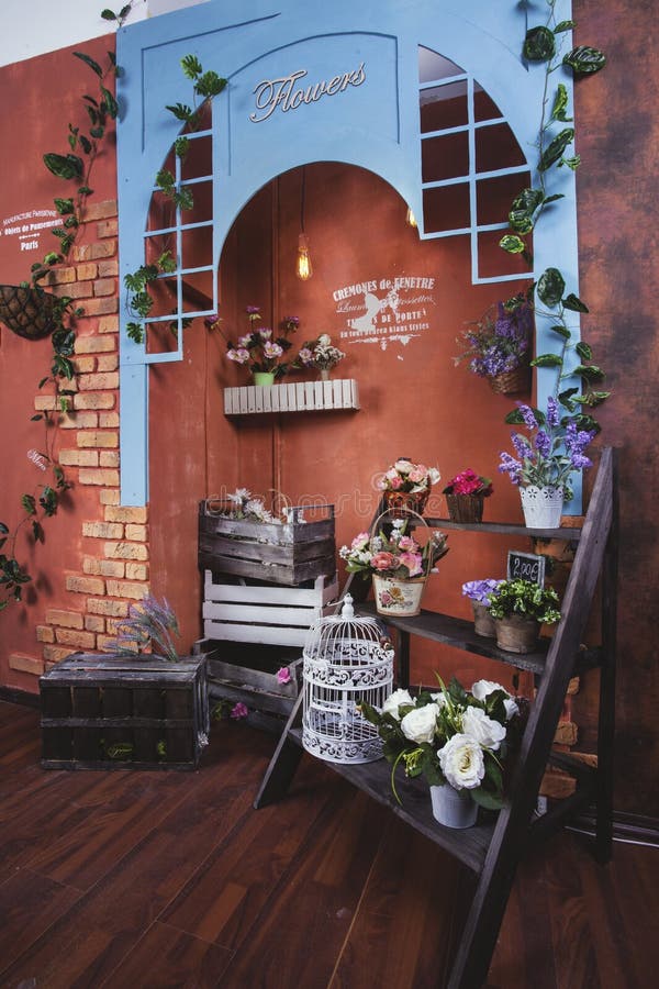 Flower Shop - Stylized in the Studio Location Stock Image - Image of ...