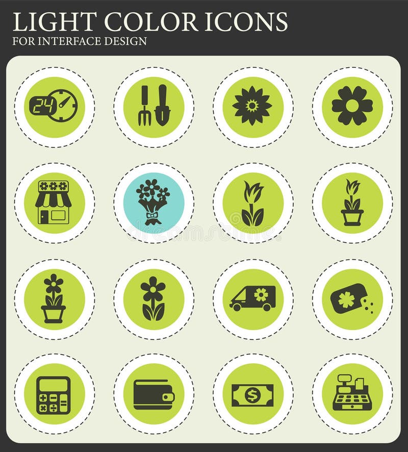 Flower shop icon set stock vector. Illustration of pitchfork - 154451703