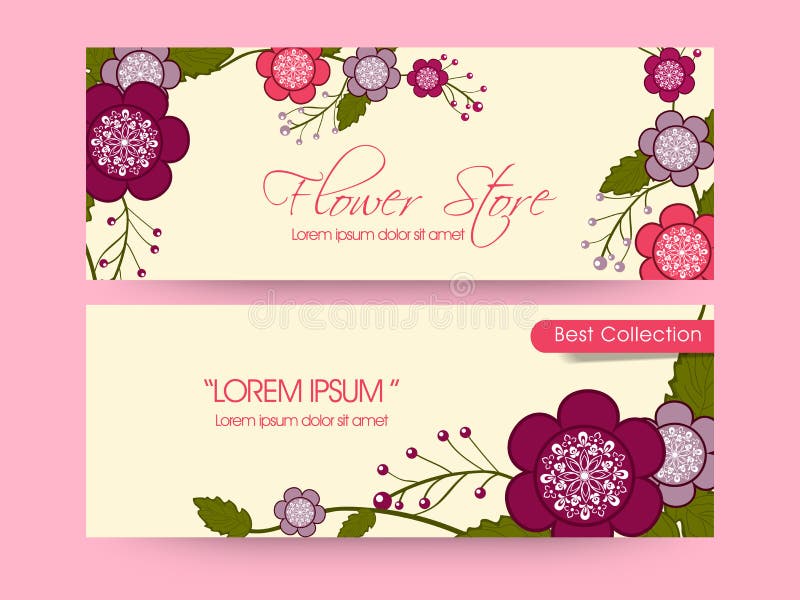 Flower Shop Web Header or Banner Set. Stock Illustration - Illustration ...