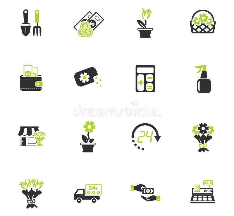 Flower shop icon set stock vector. Illustration of clock - 122088640