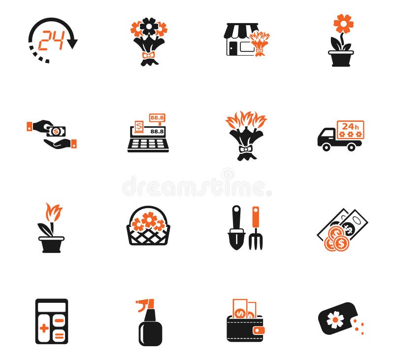Flower shop icon set stock illustration. Illustration of device - 123431167
