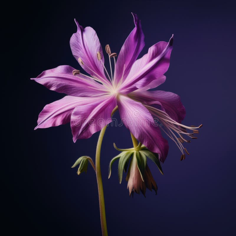 Graceful Balance: Hyperrealistic Purple Flower in Nature-inspired ...