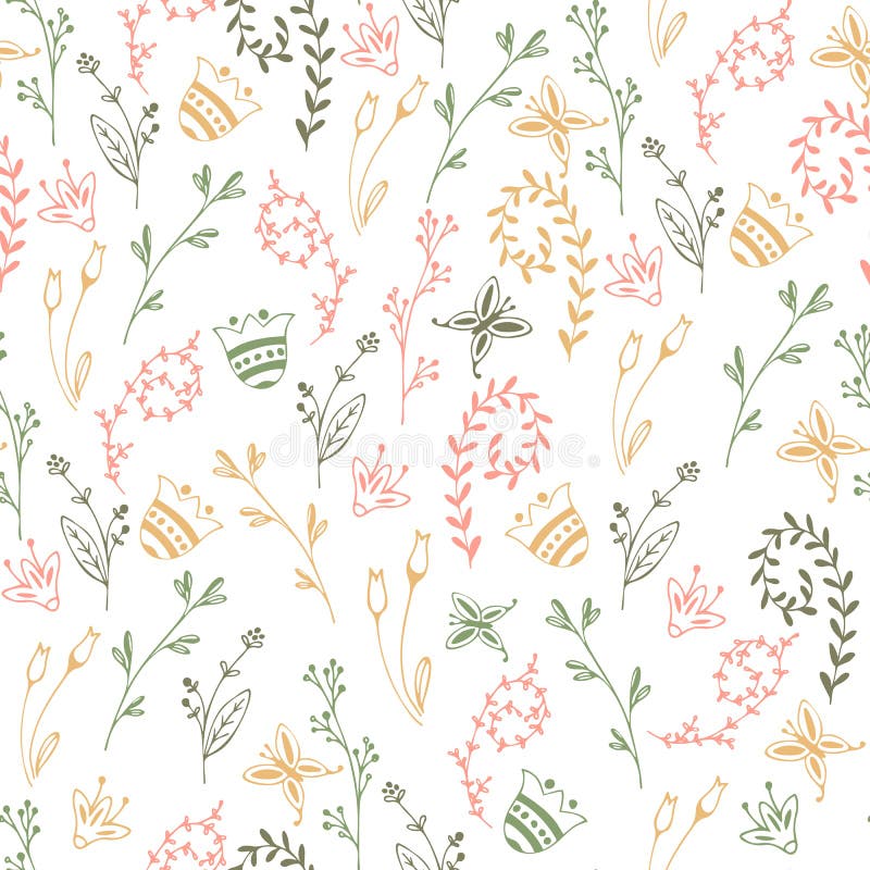 Flower Simple Minimalistic Seamless Pattern Stock Vector - Illustration ...