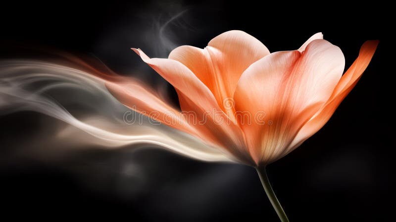 A Flower with Smoke Rising from Its Center Against a Black Backdrop ...