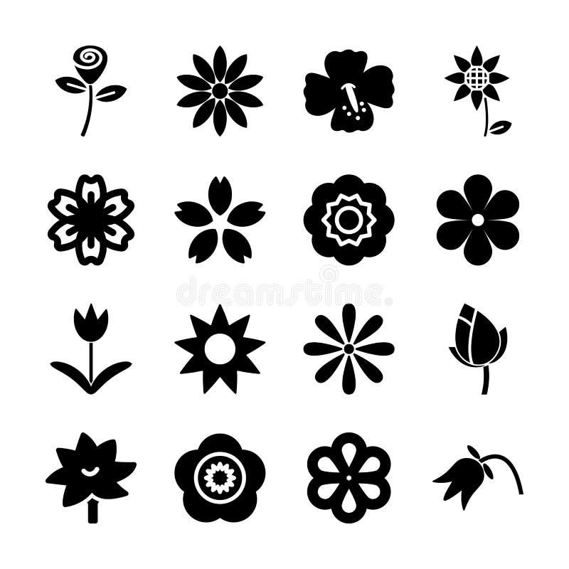 Simple Shape Geometric Flower Such As Rose Tulip Sunflower Daisy Stock ...
