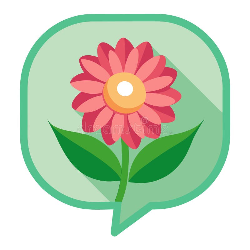 Flower in a Speech Bubble: Flat Vector Illustration for Spring and ...