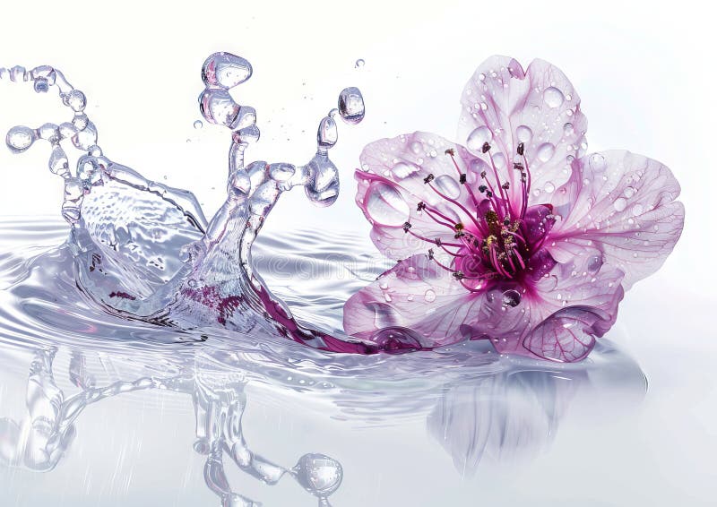 A Flower is Splashed into Water with Bubbles Stock Image - Image of ...