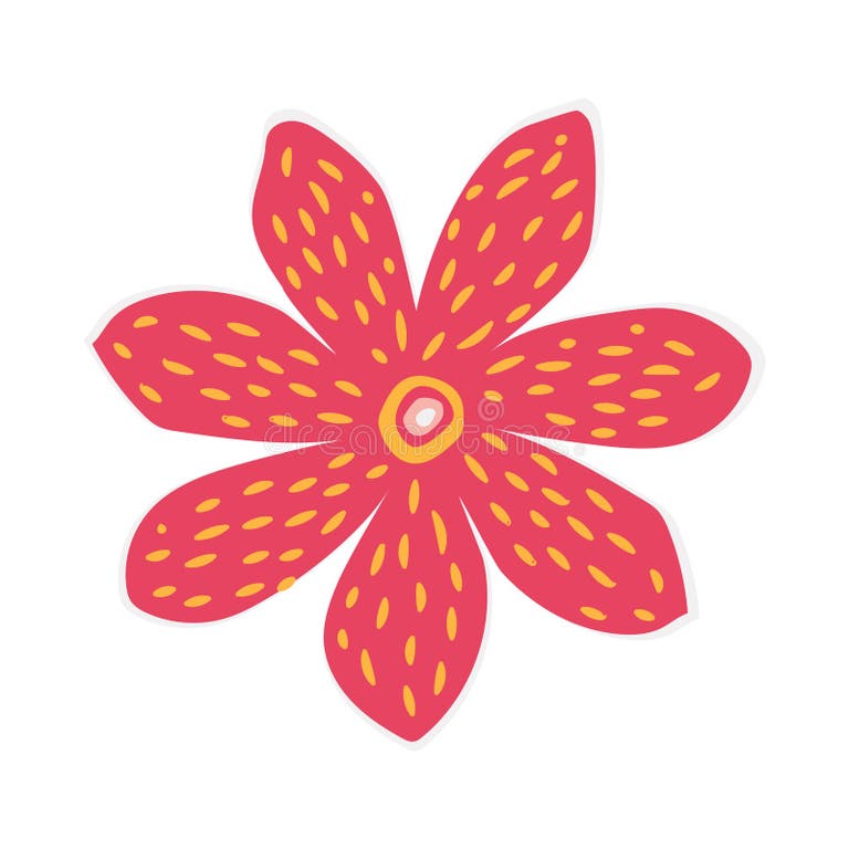 Bright Pink Spotted Flower Isolated on White Background. Stock Vector ...