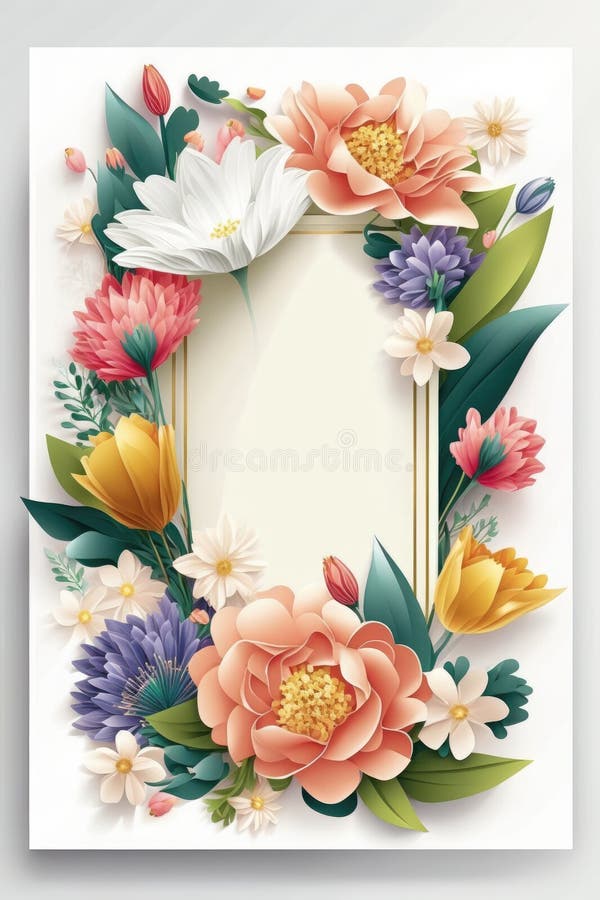 Flower Spring Modern Frame Copy Space Banner Design Stock Illustration ...