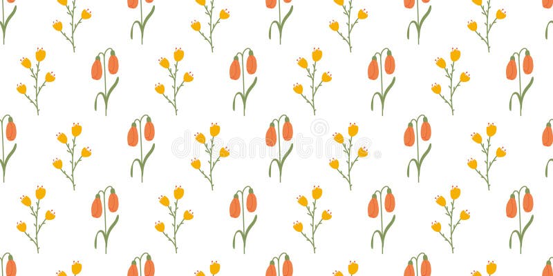 Flower Spring Seamless Pattern on White Background. Floral Repeating ...