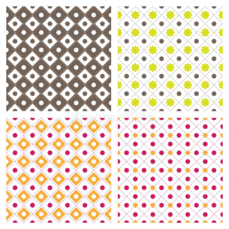 Flower Square Seamless Pattern Background Stock Vector - Illustration ...