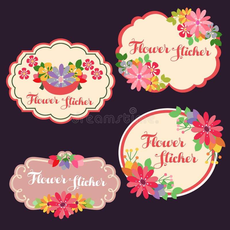 Flower Sticker Set Cute Chic Stock Vector - Illustration of summer ...