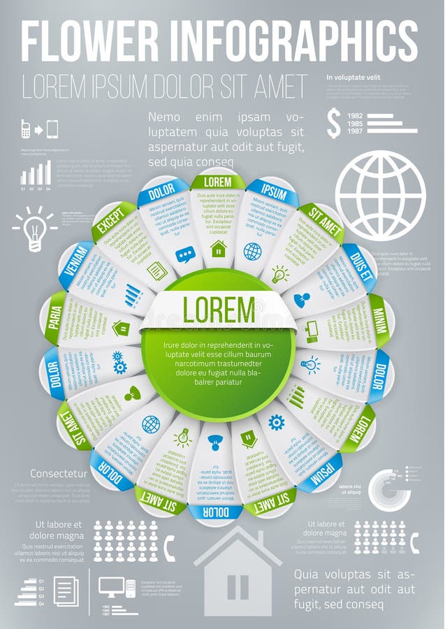 Flower Style Infographic Chart Options Menu Stock Vector - Illustration ...