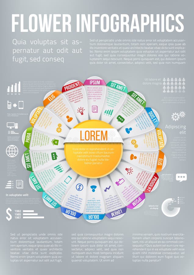 Flower Style Infographic Chart Options Menu Stock Vector - Illustration ...