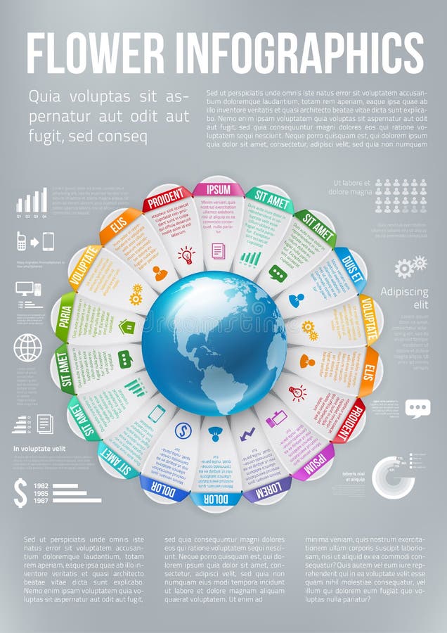 Flower Style Infographic Chart Options Menu Stock Vector - Illustration ...