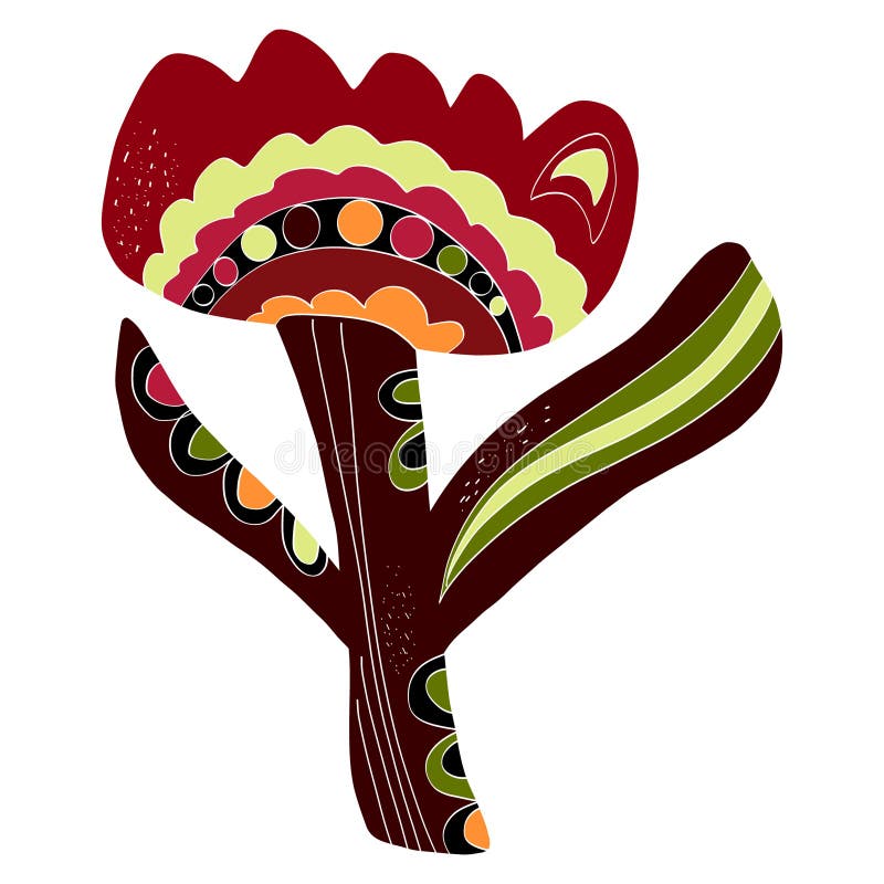 Flower Stylized Folk Art Element Naive Style Stock Vector ...