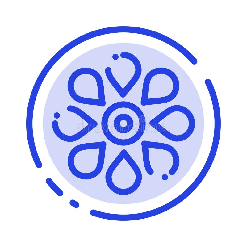 Flower, Sun Flower, Floral, Nature, Spring Blue Dotted Line Line Icon ...
