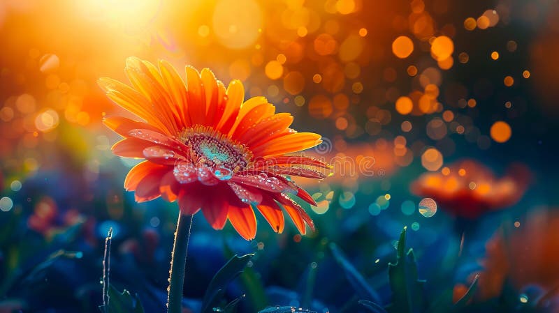 A Flower in the Sun with Water Drops Stock Image - Image of drop, water ...