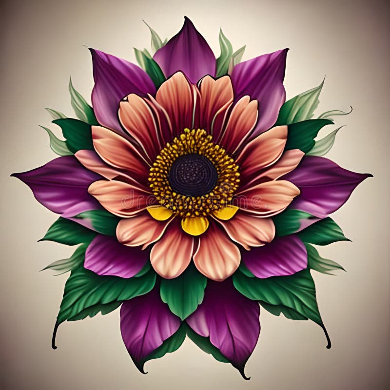 Flower tattoo design stock illustration. Illustration of plant - 272255330