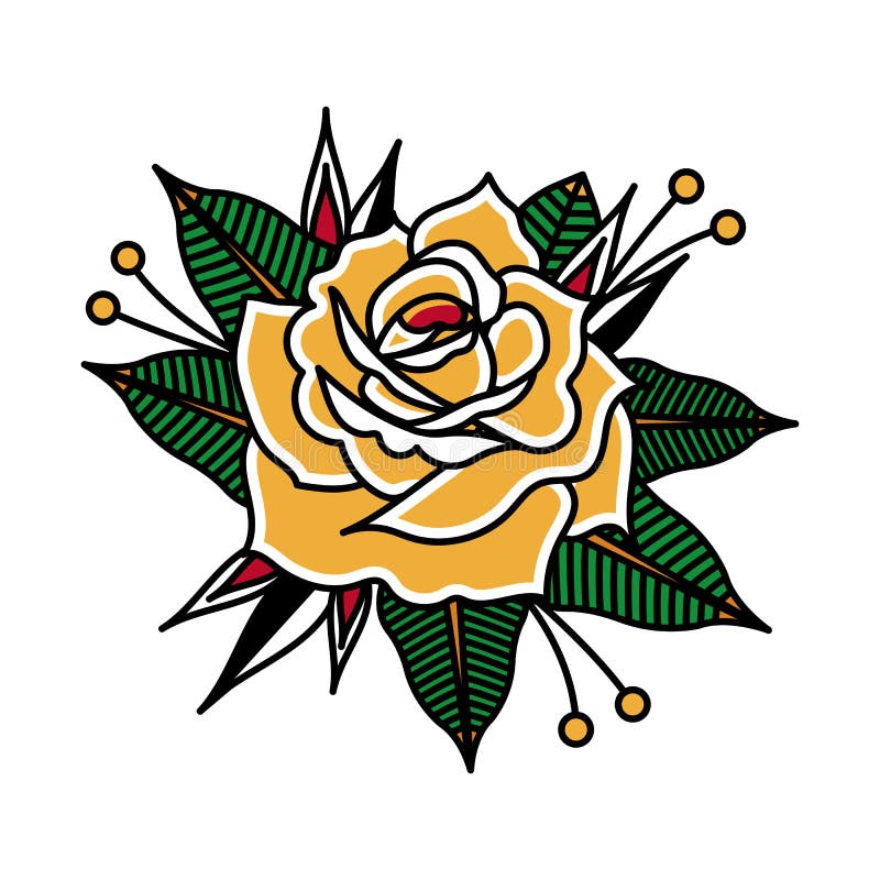 American Traditional Flower Tattoo Flash