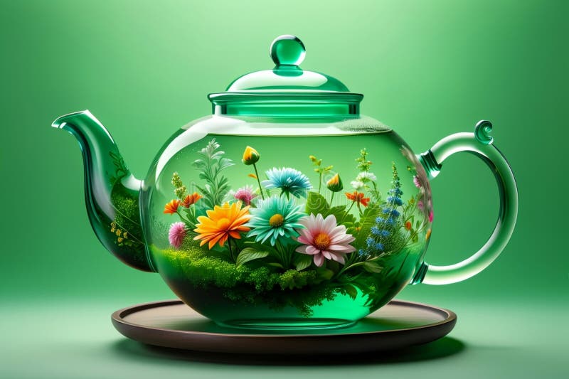 Medicinal Flower Tea in a Glass Teapot Stock Image - Image of kettle ...