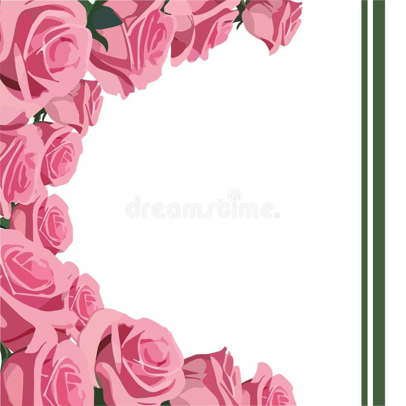 Flower Template with Space for Text with Pink Roses Stock Vector ...
