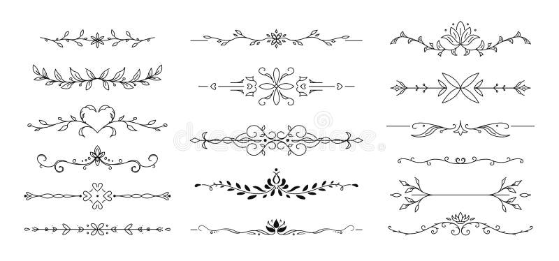 Flower Text Divider Line. Ornamental Divider and Leaves Ornaments Stock ...