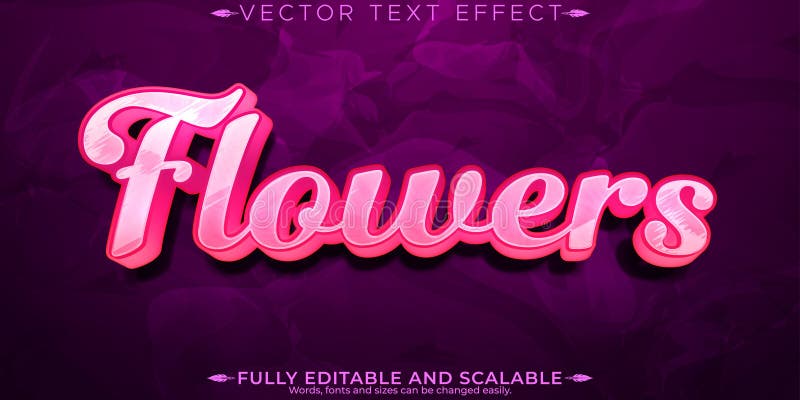 Flower Text Effect, Editable Purple and Bloom Text Style Stock Vector ...