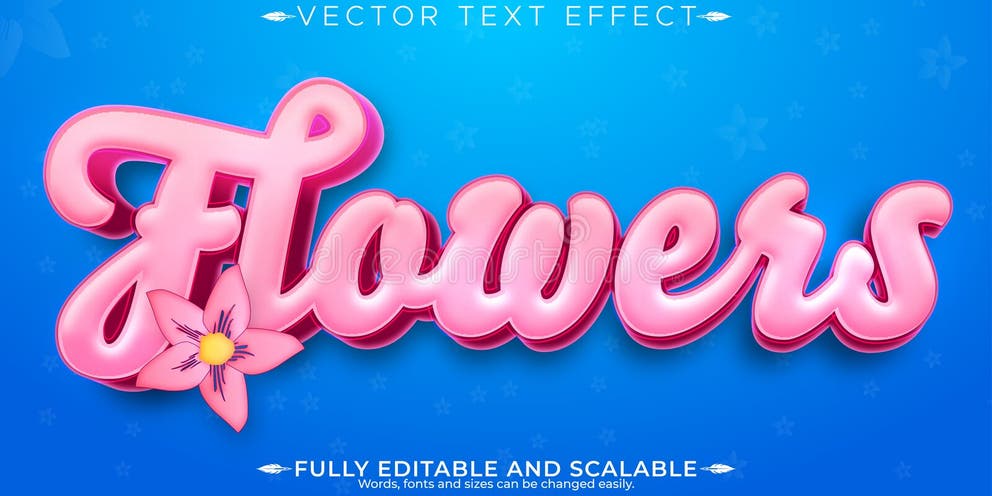 Flower Text Effect, Editable Wedding and Pink Text Style Stock Vector ...
