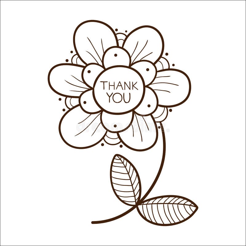 Flower with Thank You Text. Stock Vector - Illustration of message ... Flower with Thank You Text. Stock Vector - Illustration of message ...
