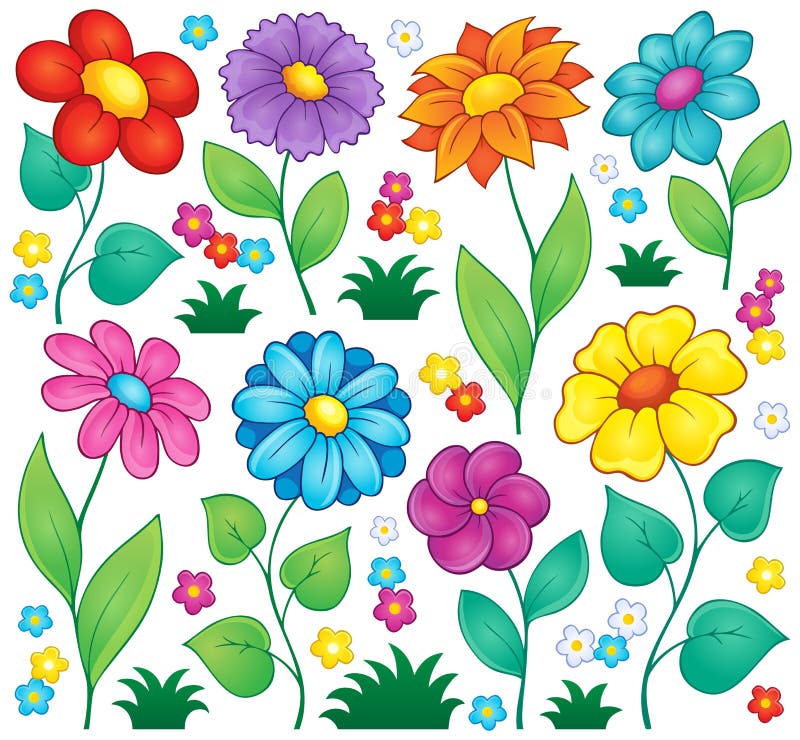 Flower theme collection 7 stock vector. Illustration of draw - 50742998