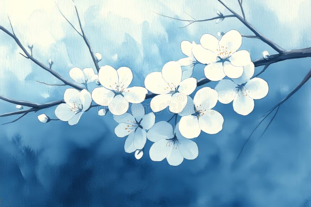 A Flower-themed Backdrop with a Grainy Feel and a Blue To White ...