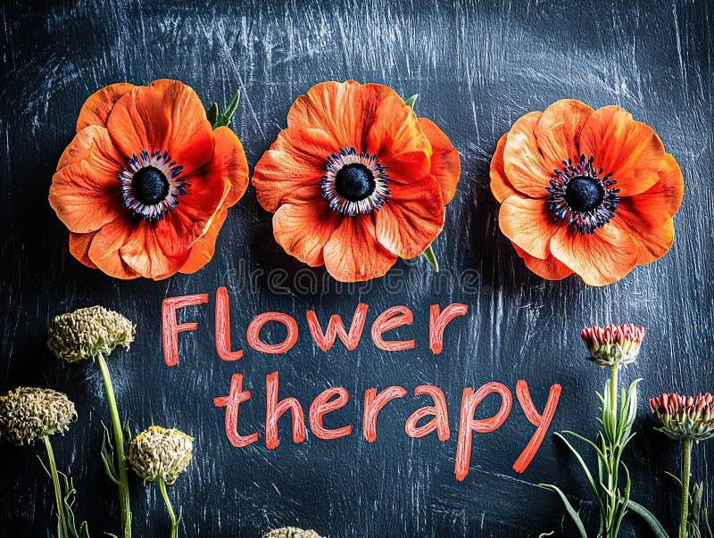 Flower Therapy Text Written on a Blackboard. Stock Photo - Image of ...