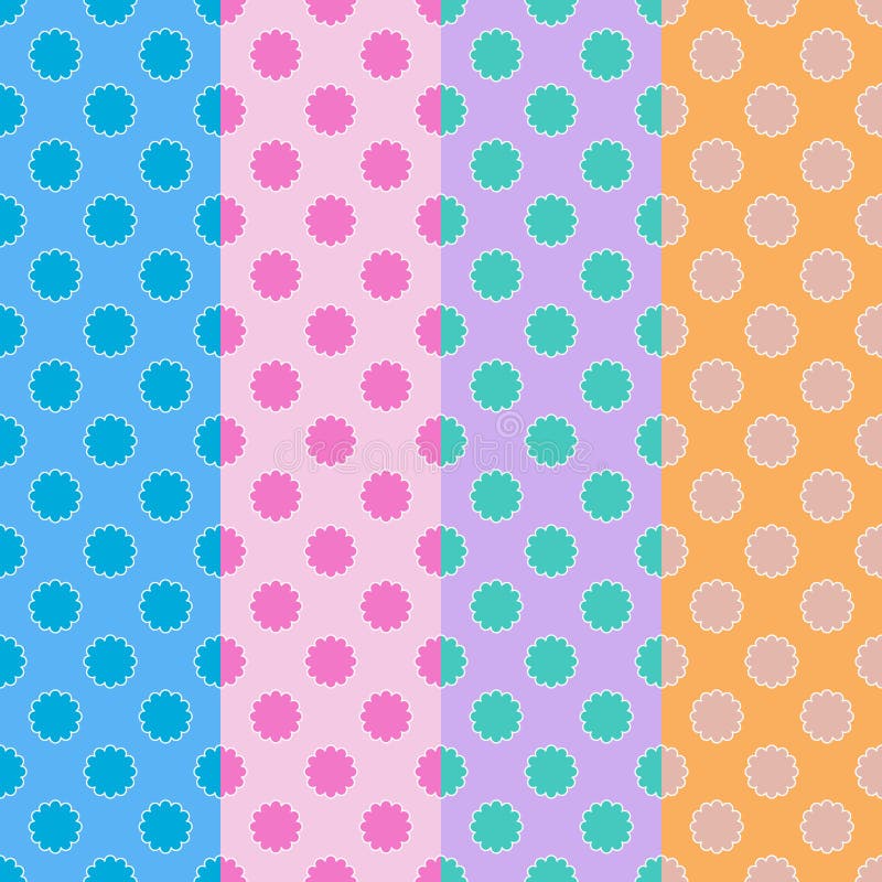 4 Columns of Different Colors Pattern with Flower Shapes Stock Vector ...