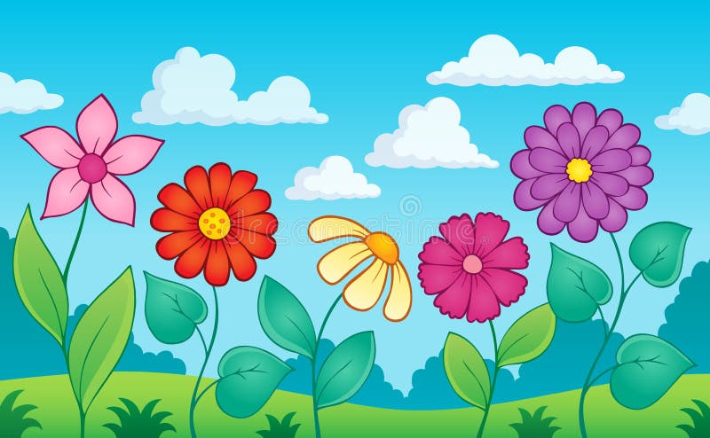 Flower topic image 8 stock vector. Illustration of clouds - 112821968